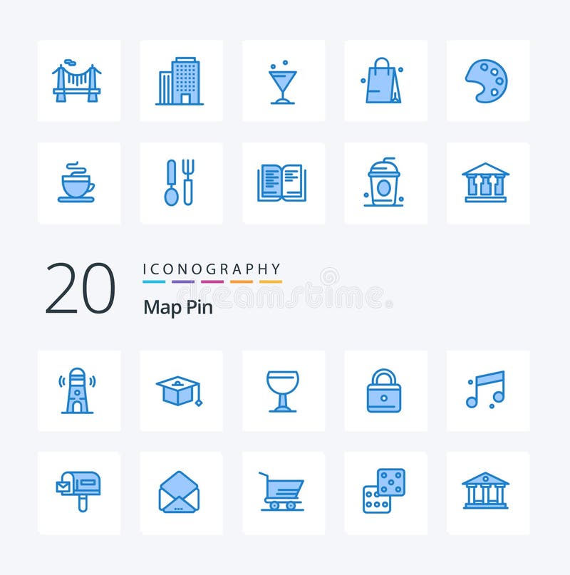 20 Map Pin Blue Color Icon Pack Like Mail Sound Drink Music Security ...