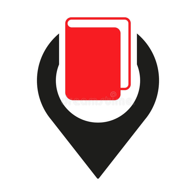 Map Pin Book Logo Template, Library Location Icon Design, Book Store ...