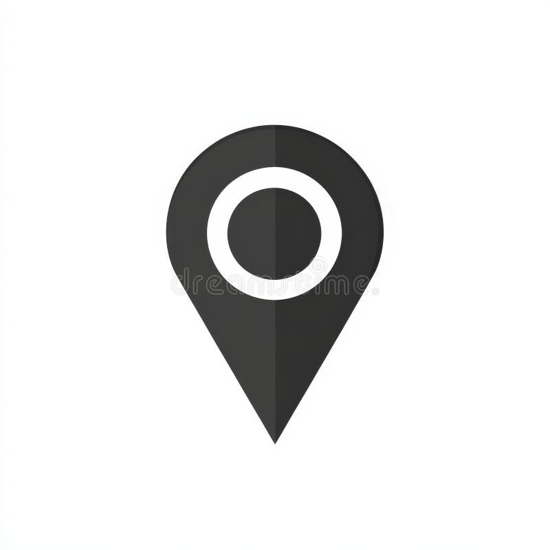 A Map Pin with a Circle at the Center on a White Background Stock ...