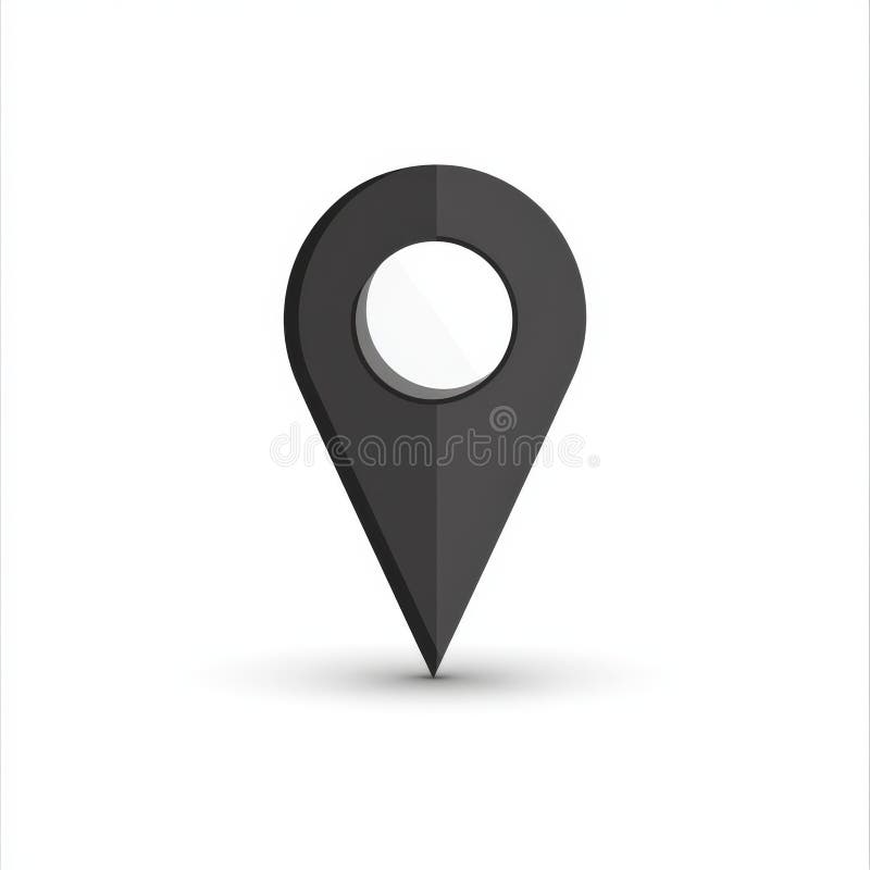 A Map Pin with a Circle at the Center on a White Background Stock ...