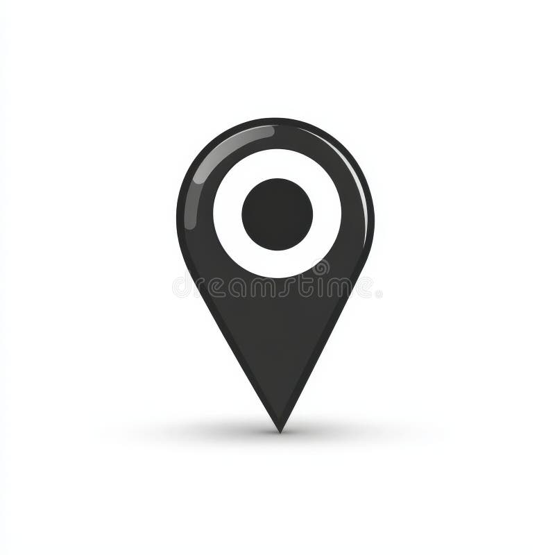 A Map Pin with a Circle at the Center on a White Background Stock ...