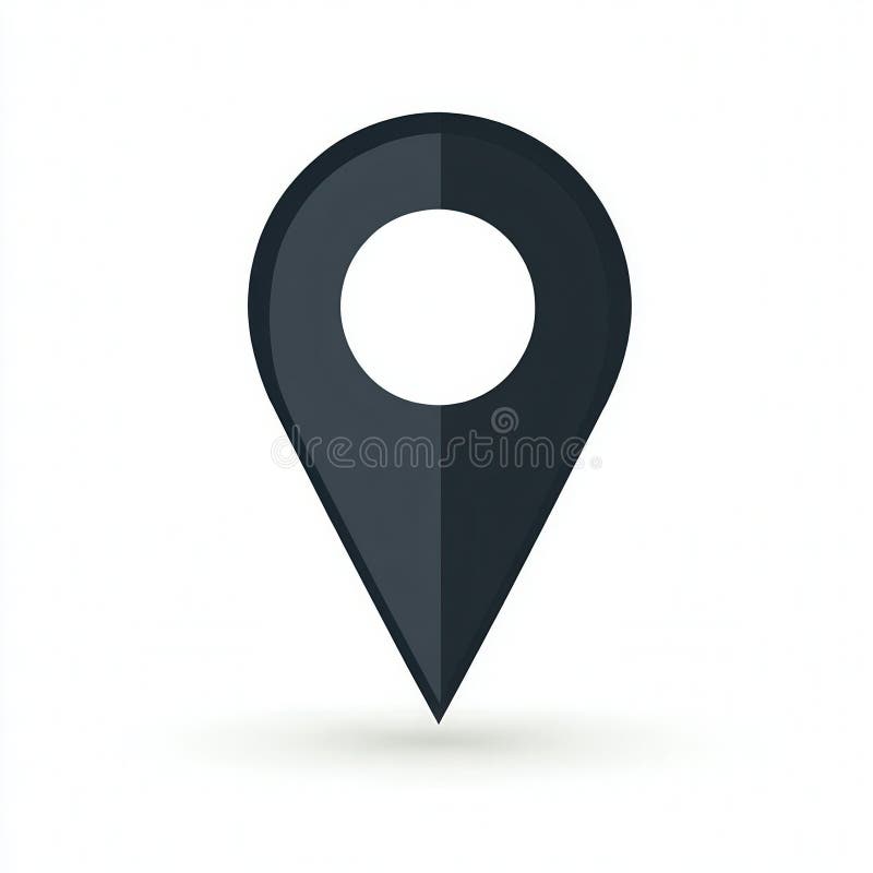 A Map Pin with a Circle at the Center on a White Background Stock ...