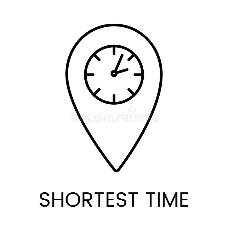 A Map Pin with a Clock Icon in Vector, Representing Shortest Time or ...