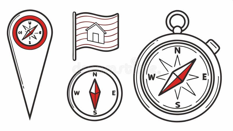 Map Pin and Compass, Location and Navigation Icons Vector Design ...
