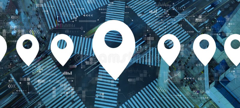 Map Pin Concept with City Traffic Intersection Stock Photo - Image of ...