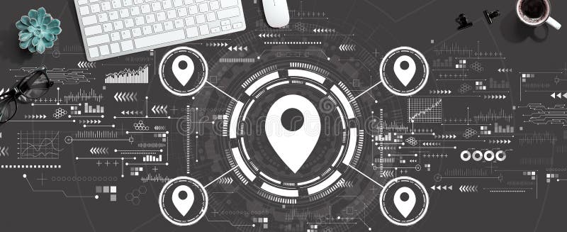 Map Pin Concept with a Computer Keyboard Stock Illustration ...