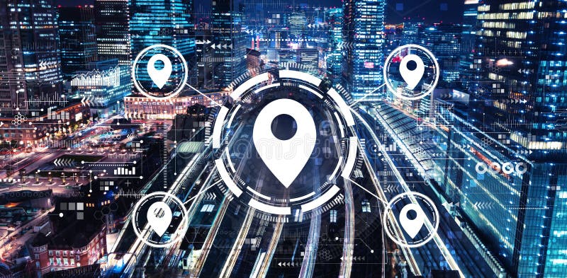 Map Pin Concept with a Large Train Station Stock Photo - Image of rail ...