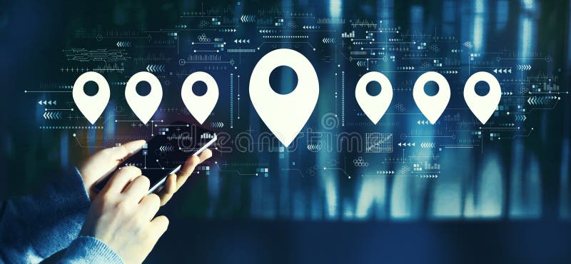 Map Pin Concept with Person Using Smartphone Stock Illustration ...