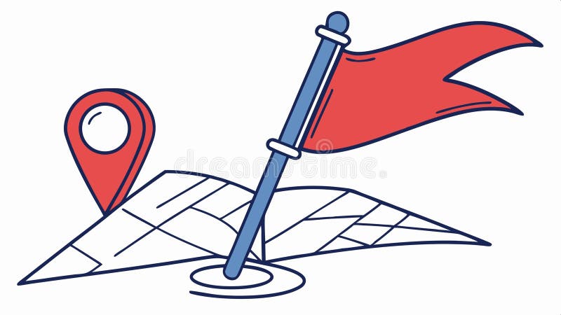 Map Pin with Flag, Location and Destination Marker Vector Design ...