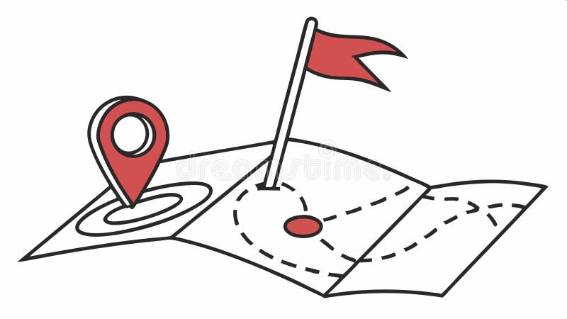 Map with Pin and Flag, Marked Location for Target and Goal Setting ...