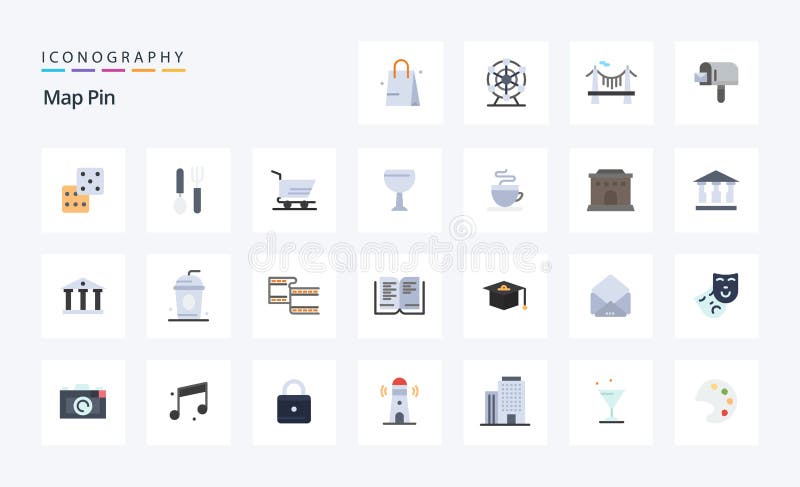 25 Map Pin Flat Color Icon Pack Stock Vector - Illustration of casino ...