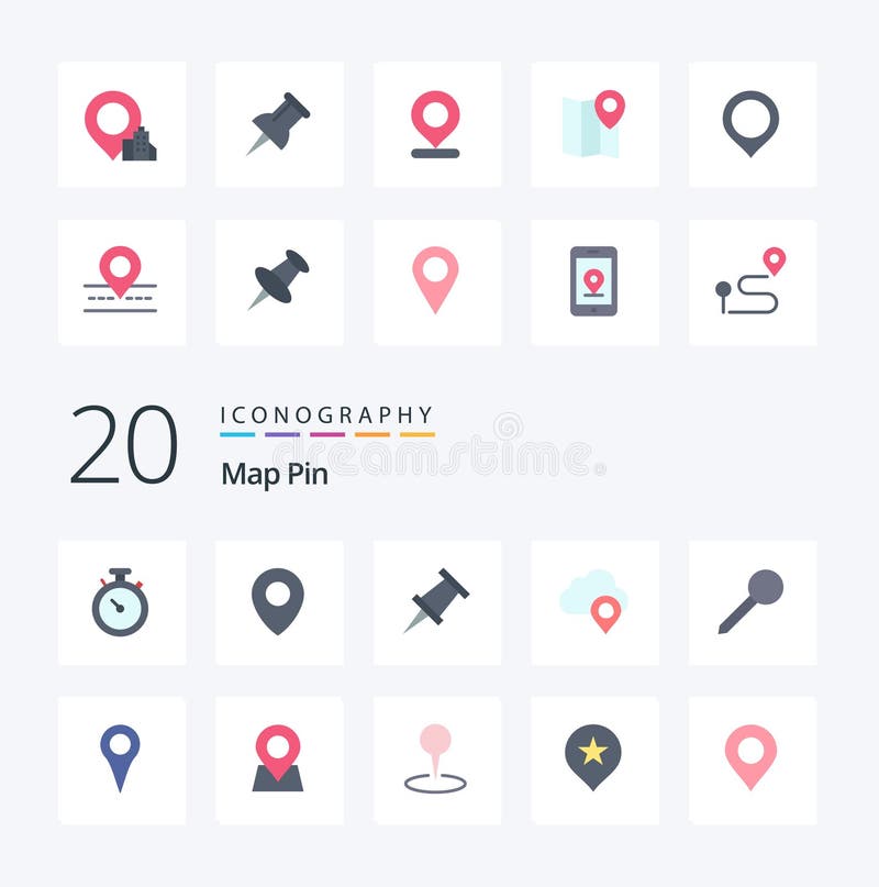 20 Map Pin Flat Color Icon Pack Like Pin Marker Building Pin Cloud ...