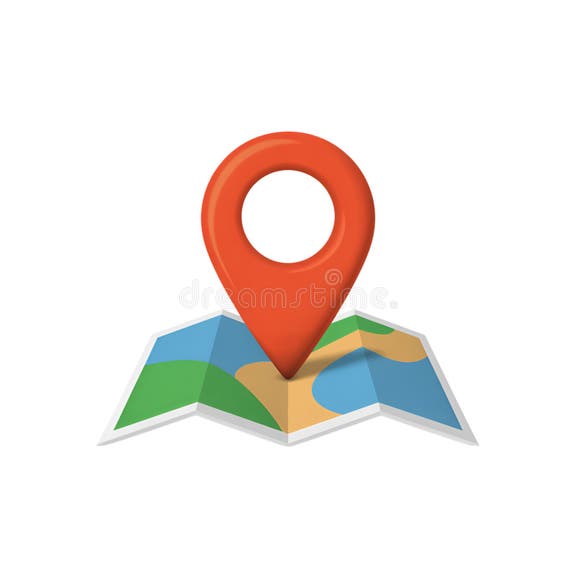 Map Location Pin on Folded Paper Map, Orange Marker, Travel Destination ...