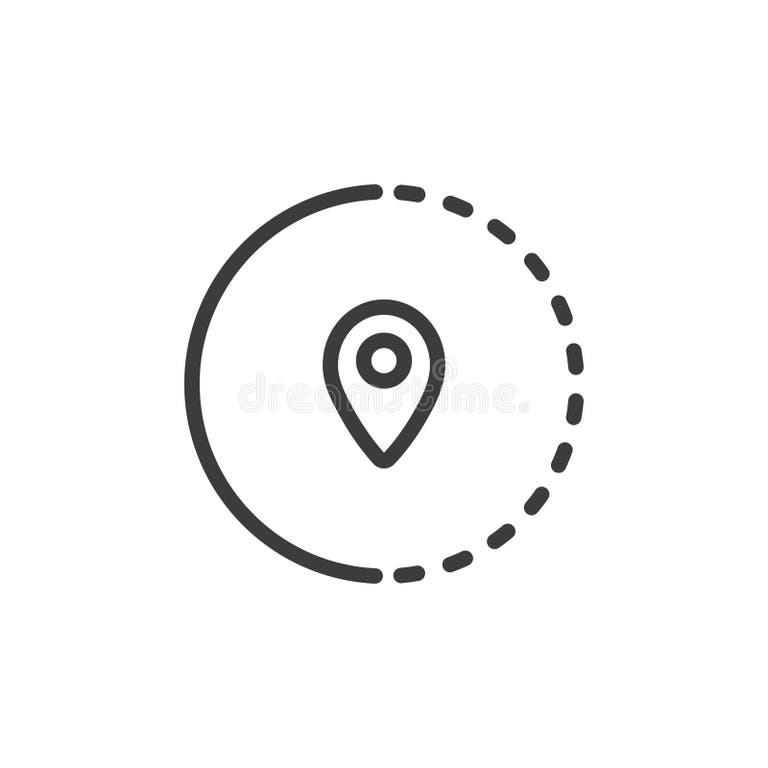 Map Pin Icon with Circle and Dotted Line Stock Illustration ...