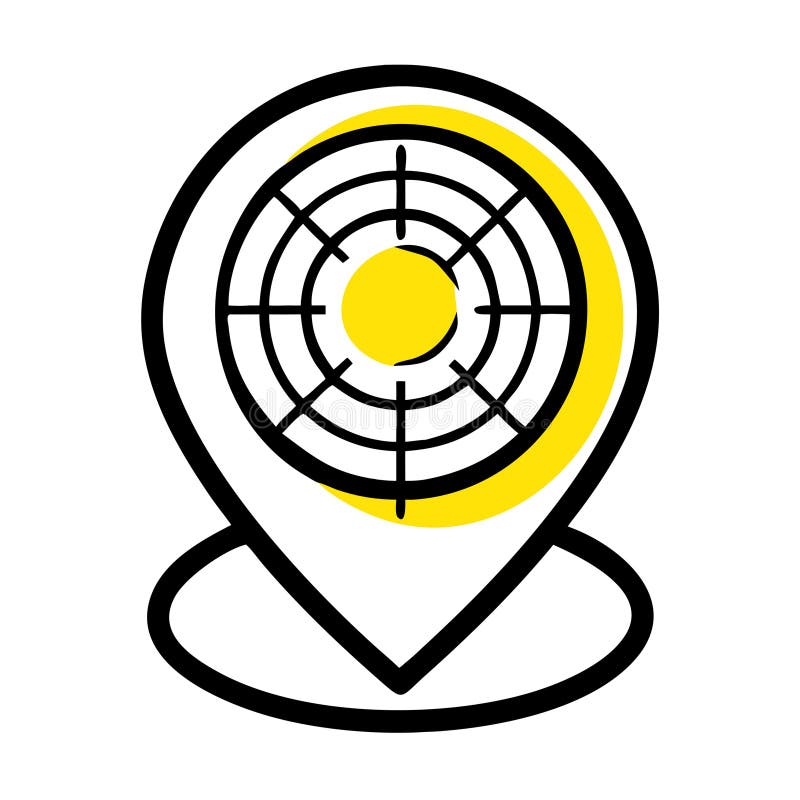 A Map Pin Icon is Combined with a Radar Target Symbol Stock ...