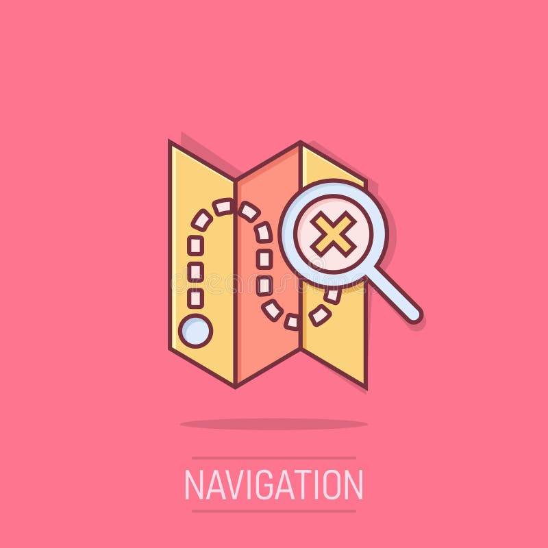 Map Pin Icon in Comic Style. GPS Navigation Cartoon Vector Illustration ...