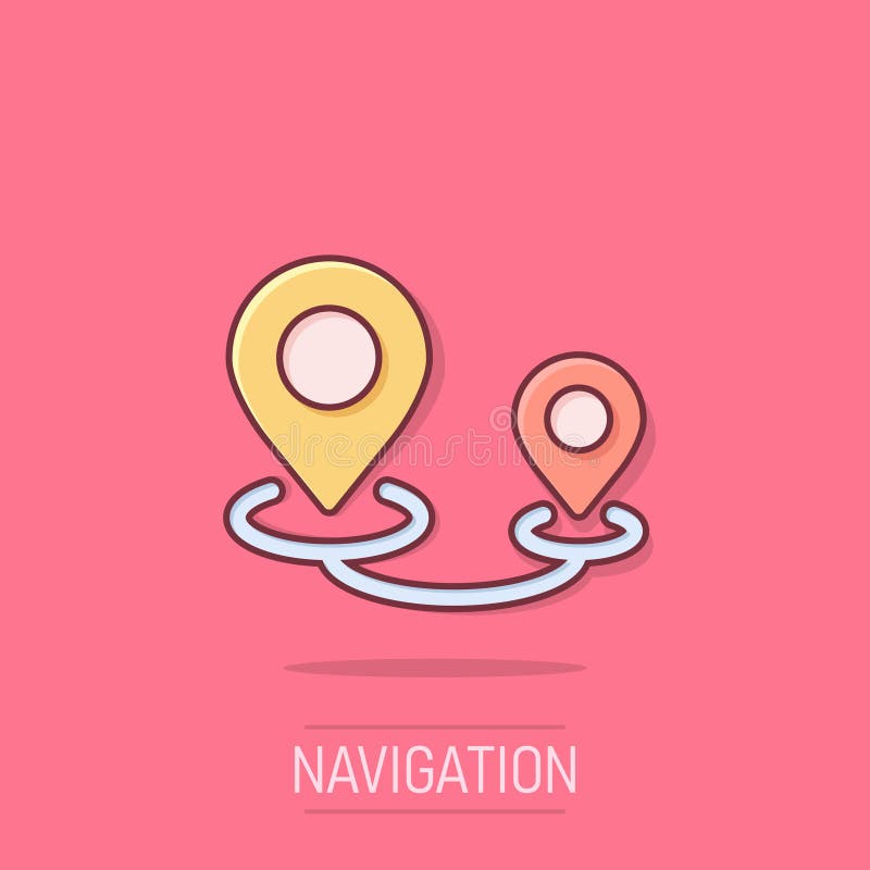 Map Pin Icon in Comic Style. GPS Navigation Cartoon Vector Illustration ...
