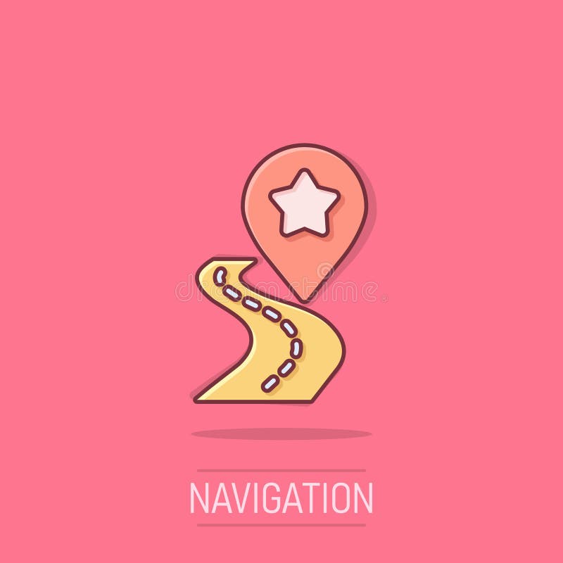 Map Pin Icon in Comic Style. Gps Navigation Cartoon Vector Illustration ...