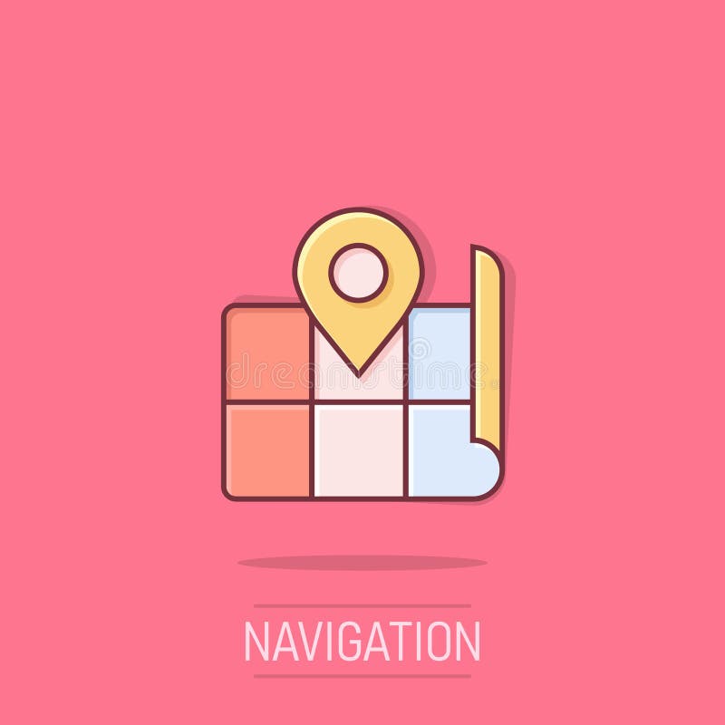 Map Pin Icon in Comic Style. Gps Navigation Cartoon Vector Illustration ...