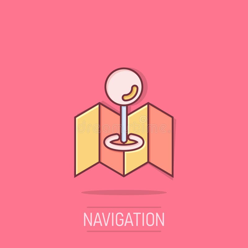 Map Pin Icon in Comic Style. Gps Navigation Cartoon Vector Illustration ...