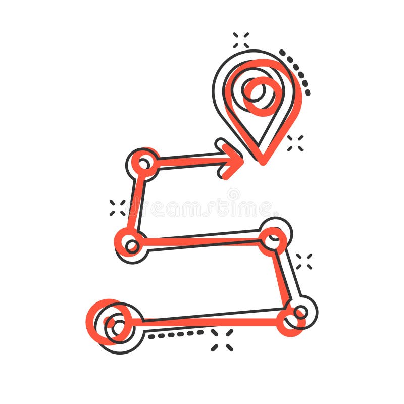 Map Pin Icon in Comic Style. GPS Navigation Cartoon Vector Illustration ...