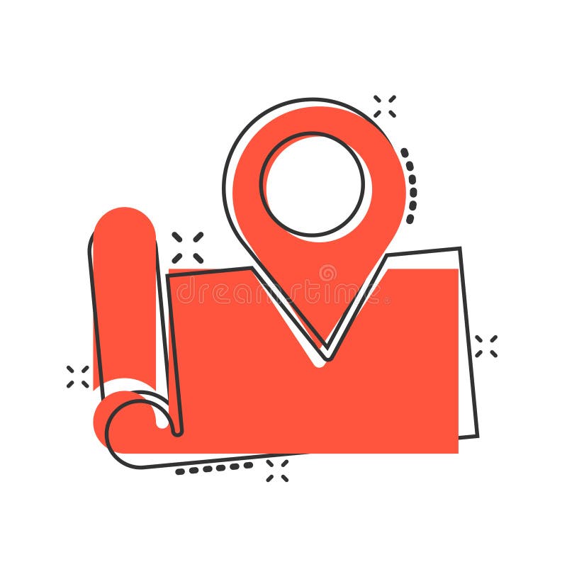 Map Pin Icon in Comic Style. GPS Navigation Cartoon Vector Illustration ...