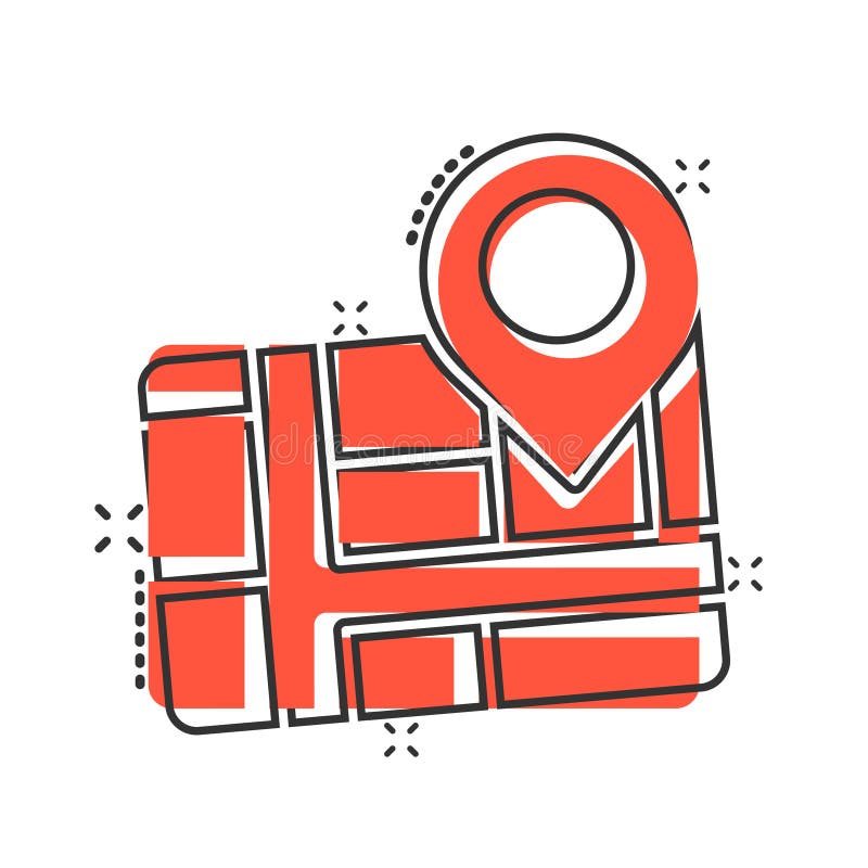 Map Pin Icon in Comic Style. GPS Navigation Cartoon Vector Illustration ...