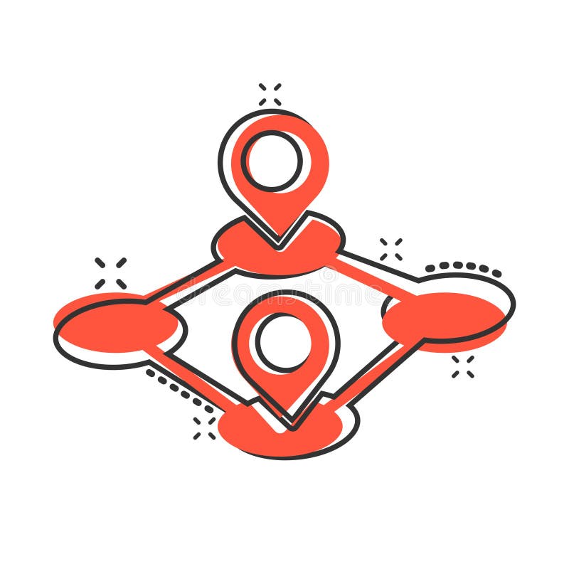 Map Pin Icon in Comic Style. Gps Navigation Cartoon Vector Illustration ...