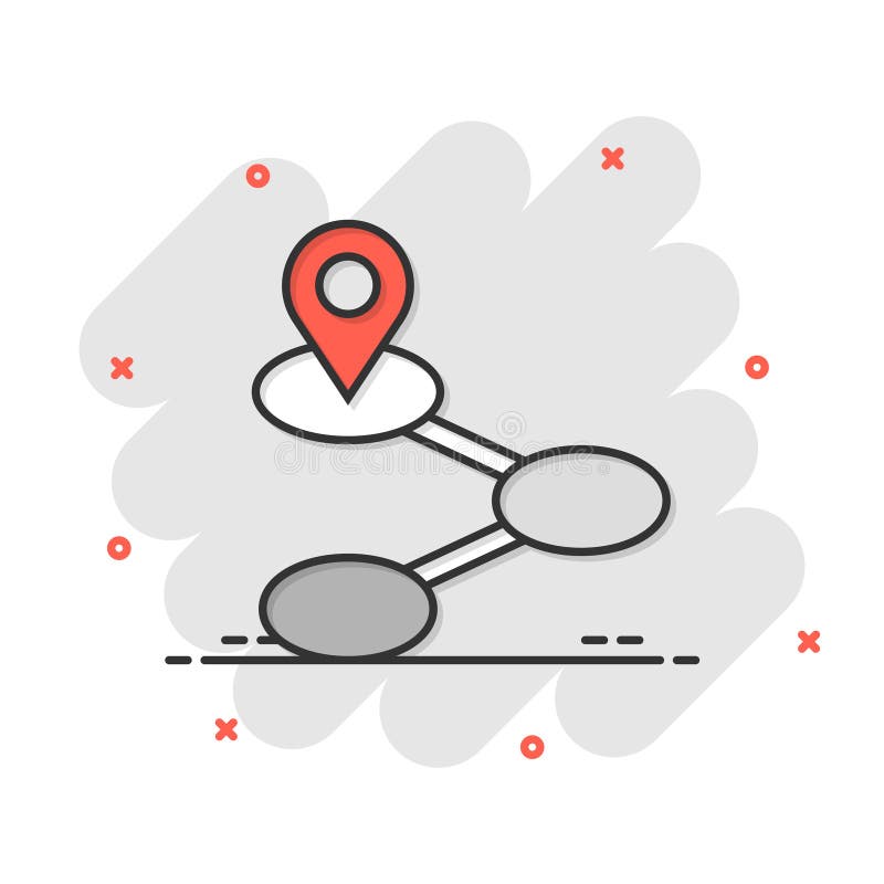 Map Pin Icon in Comic Style. Gps Navigation Cartoon Vector Illustration ...