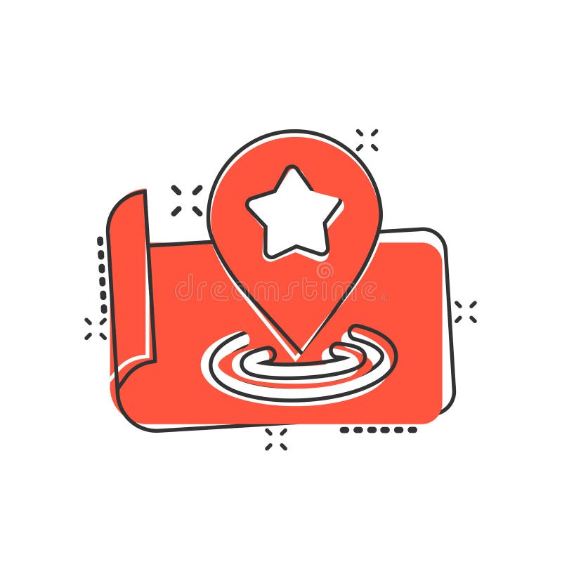 Map Pin Icon in Comic Style. Gps Navigation Cartoon Vector Illustration ...