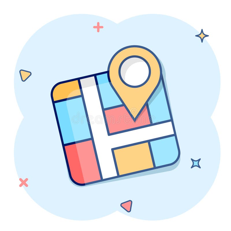 Map Pin Icon in Comic Style. GPS Navigation Cartoon Vector Illustration ...