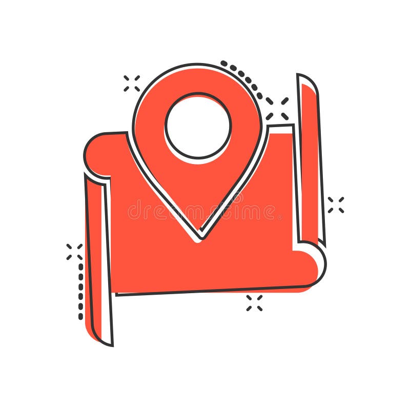 Map Pin Icon in Comic Style. Gps Navigation Cartoon Vector Illustration ...