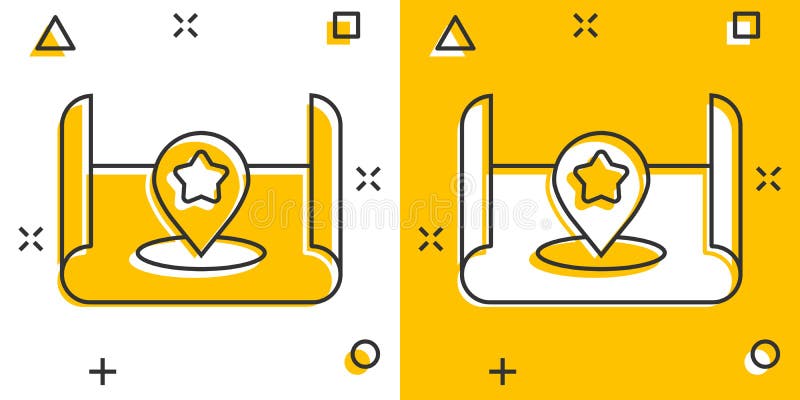 Map Pin Icon in Comic Style. Gps Navigation Cartoon Vector Illustration ...