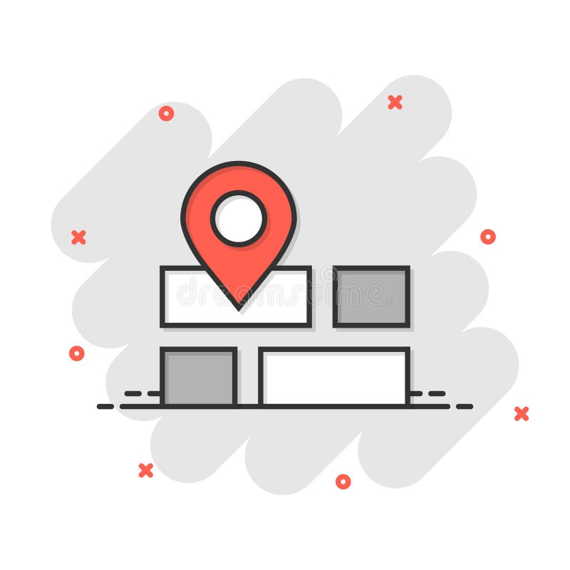 Map Pin Icon in Comic Style. Gps Navigation Cartoon Vector Illustration ...