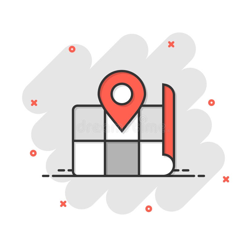Map Pin Icon in Comic Style. Gps Navigation Cartoon Vector Illustration ...