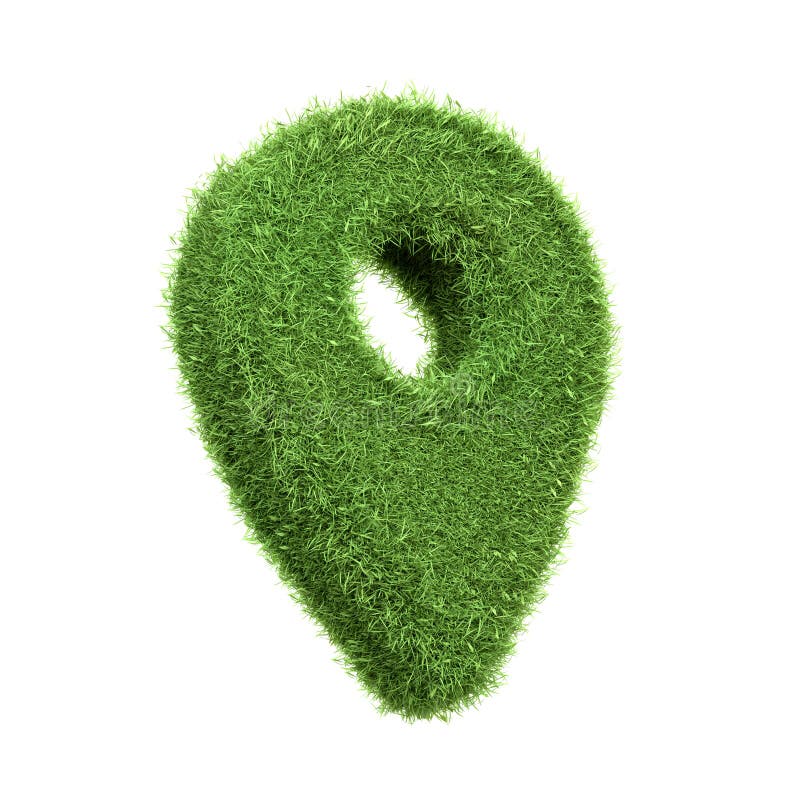 A Map Pin Icon Designed with Green Grass Texture Isolated on a White ...