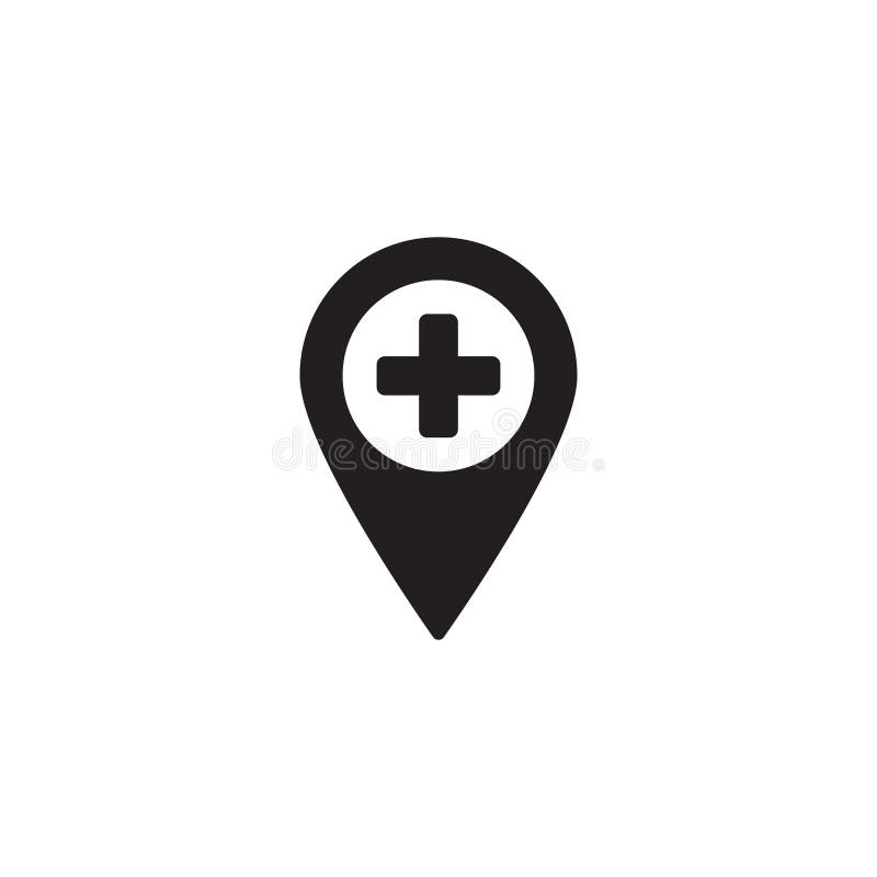 Map Pin Icon, Hospital Map Pointer Symbol Stock Vector - Illustration ...