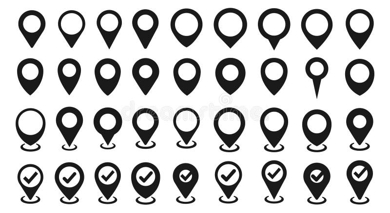 Map Pin Icon. Location Pin Place Marker Set Stock Vector - Illustration ...