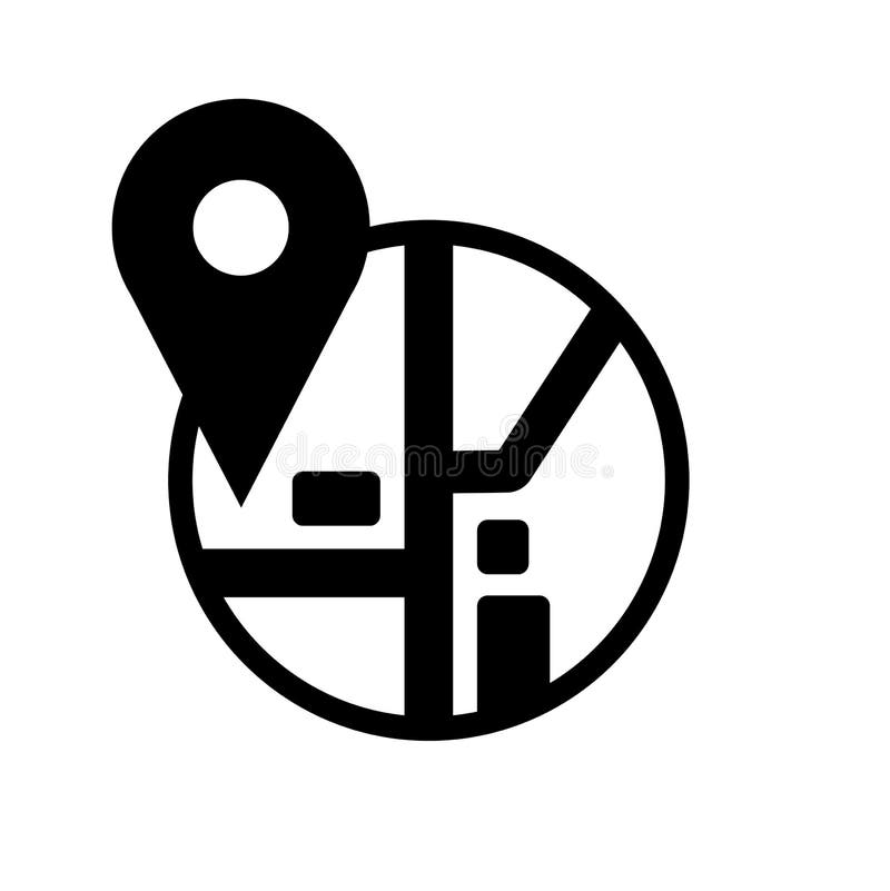 Map with Pin Icon Vector Isolated on White Stock Vector - Illustration ...