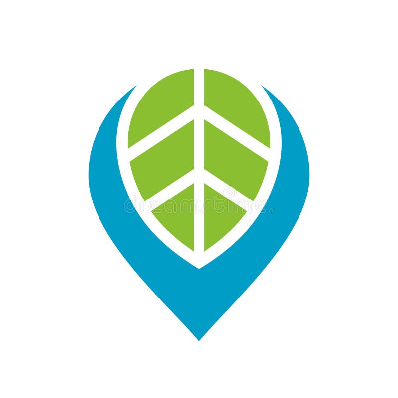 Map Pin and Leaf Logo Icon Design Template Elements, Flat Style Graphic ...