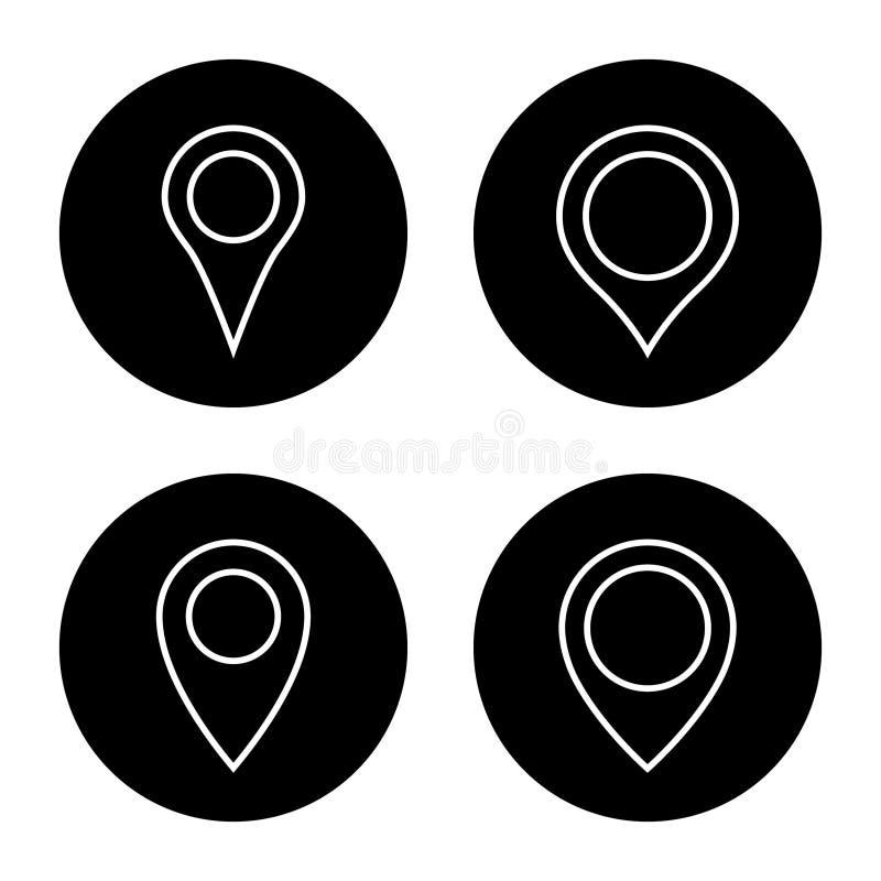 Map Pin Line Icon Vector on Black Circle Stock Vector - Illustration of ...