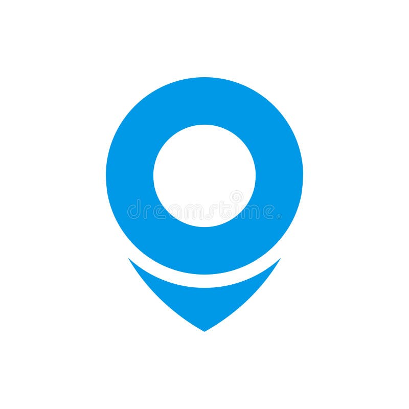 Map Pin Logo Icon, Location Sign, Blue Icon Isolated on White ...