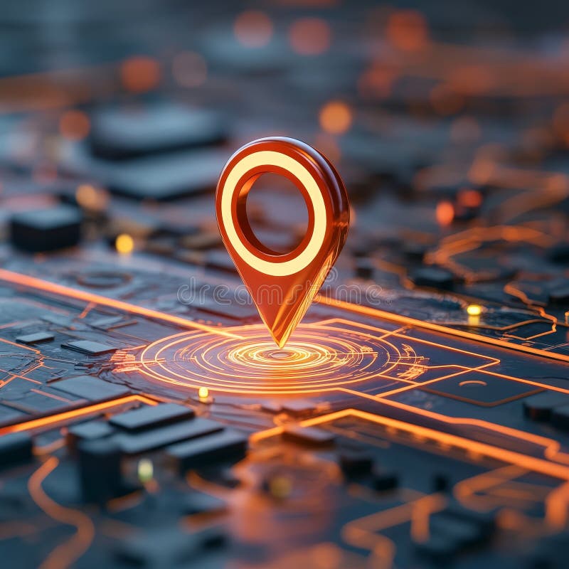 Map Pin Marker on Geographical Network Concept Stock Illustration ...