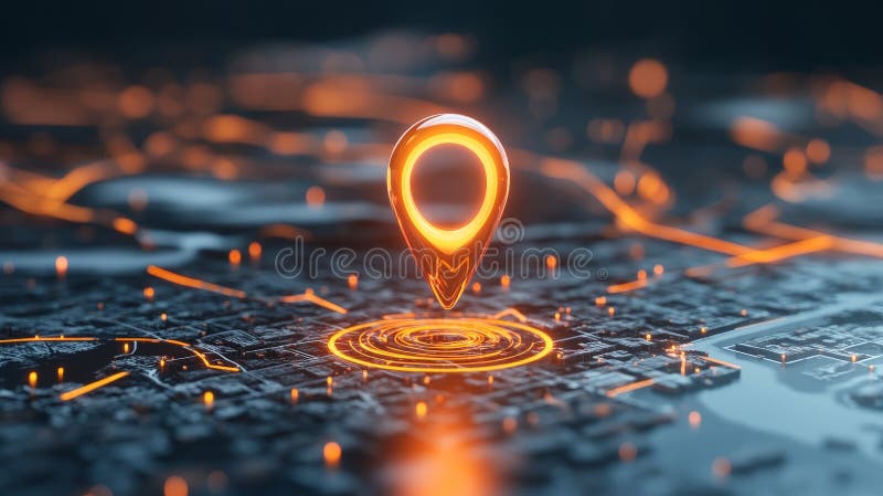 Map Pin Marker on Geographical Network Concept Stock Illustration ...