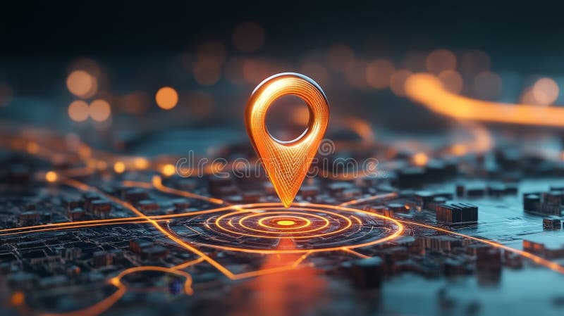 Map Pin Marker on Geographical Network Concept Stock Illustration ...