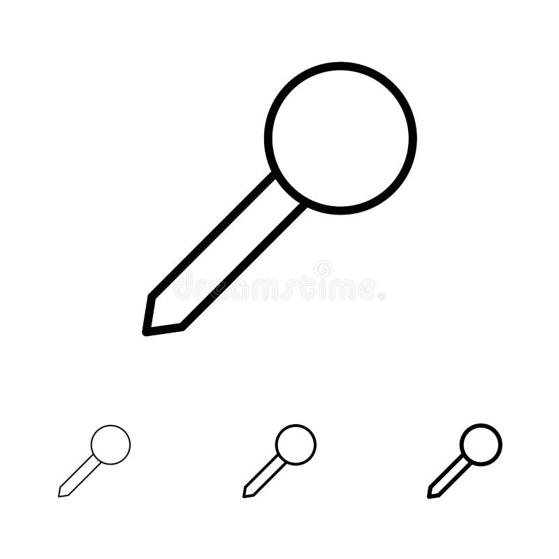Marker, Pin Bold and Thin Black Line Icon Set Stock Vector ...