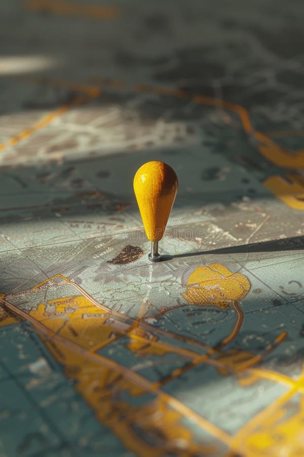 A Map with a Pin Marking a Location, Featuring an Orange at the Center ...