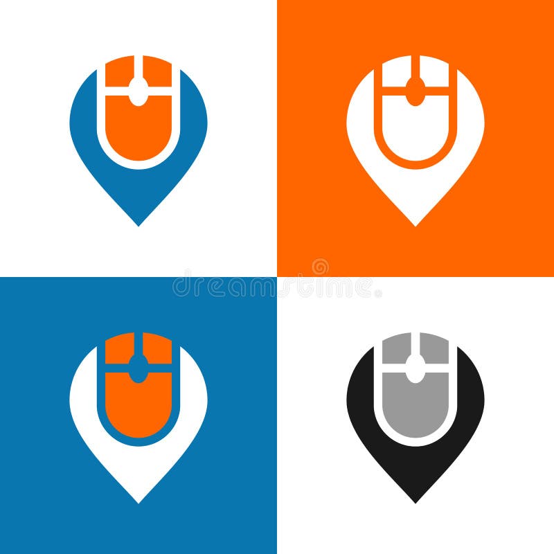 Map Pin and Mouse Logo Icon Design Template Elements, Computer Shop ...