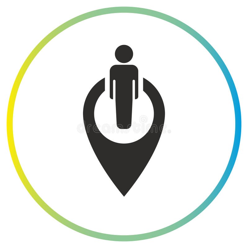 Map Pin with Nearby Human Icon, People Location, Flat Symbol Stock ...