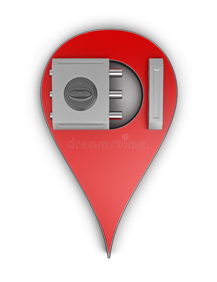 Map pin with an open lock stock illustration. Illustration of lock ...